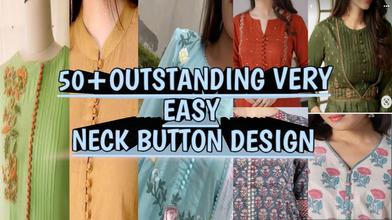 neck design with button and lace|| beautiful neck design 2023 - YouTube