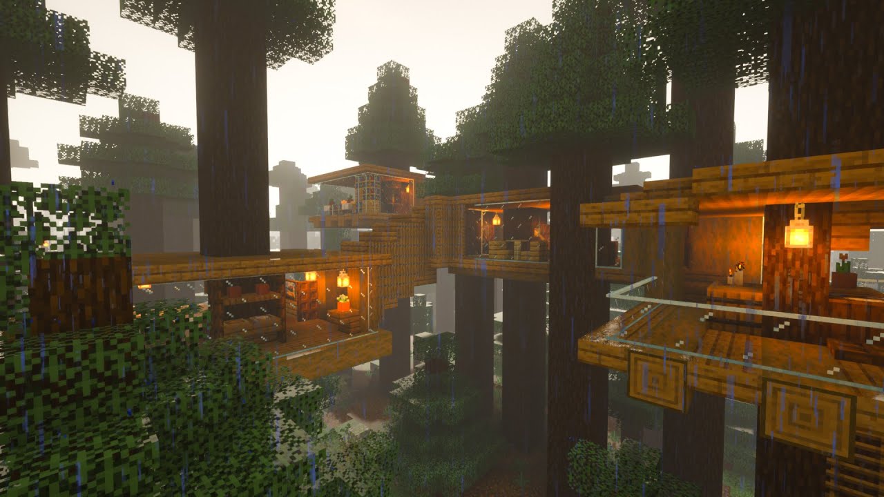 Building in the Rainy Forest | Forest Treehouse | Minecraft Free ...
