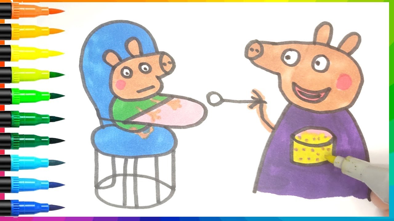 How to Draw Peppa Pig Baby Alexander Eat Food, Drawing and Coloring for ...