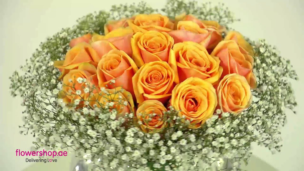 Dozen Peach Roses | Flowershop.ae - YouTube