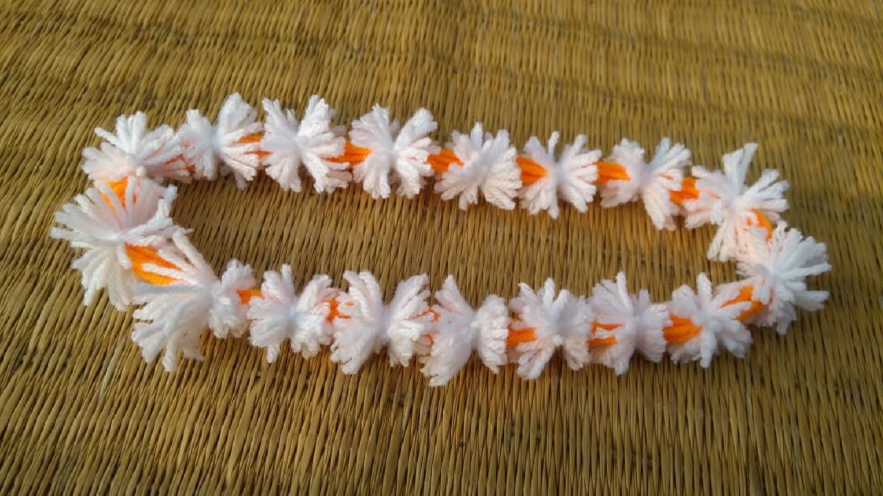 Night Flowering Shiuli Woolen Garland- শিউলি ফুলের মালা উল দিয়ে তৈরি ...