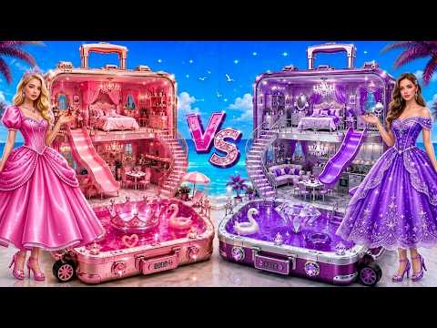 I Built a Mystery PINK vs PURPLE House DIY Room Ideas by PiPiPop Gold