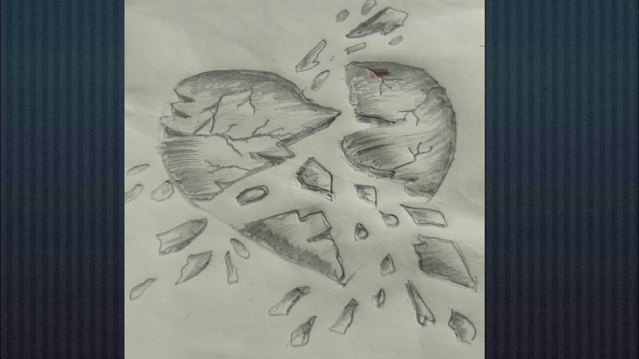 How To Draw Broken Heart Pencil Sketch Step By Step | - YouTube