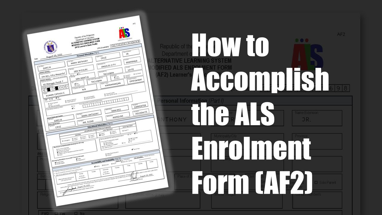 How to Accomplish the ALS Enrolment Form (AF2) - YouTube