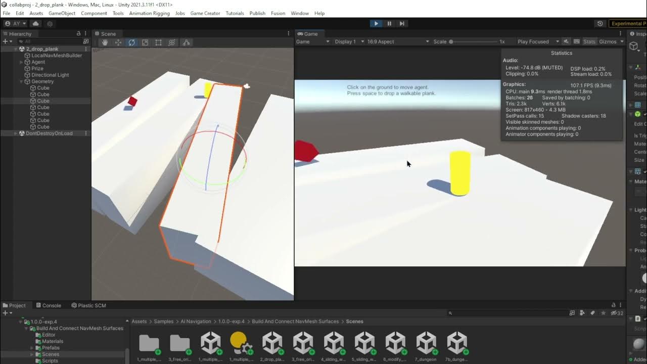 Unity AI Navigation dynamically navigate on changing environment new Unity Experimental NavMesh ...