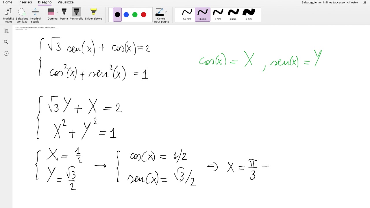 # 37 - Equazione lineare in seno e coseno, metodo grafico - YouTube