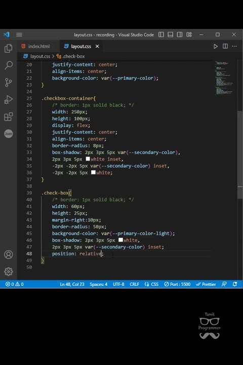 Checkbox Design With Neumorphism Style In Css Tutorial In Tamil Tamil Programmer Youtube
