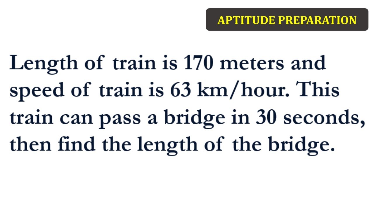 Length of train is 170 meters and speed of train is 63 km/hour. This ...