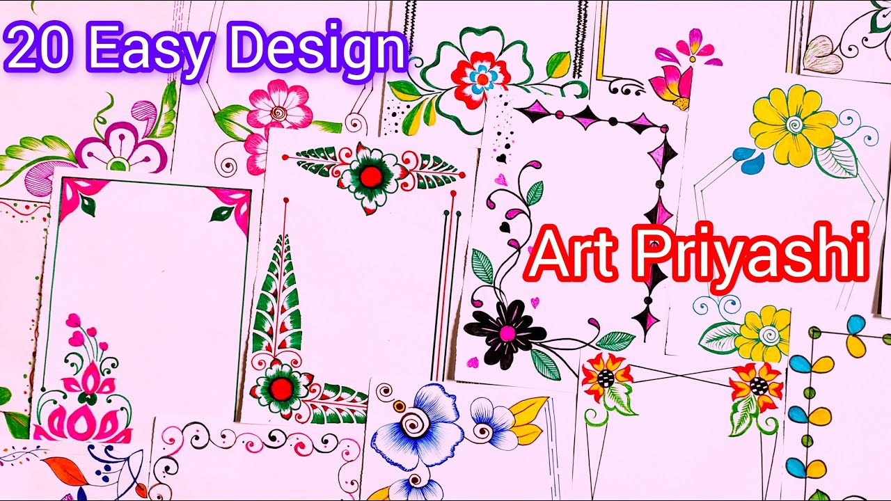 20 Easy border design Project design / Practical khata design / Project ...