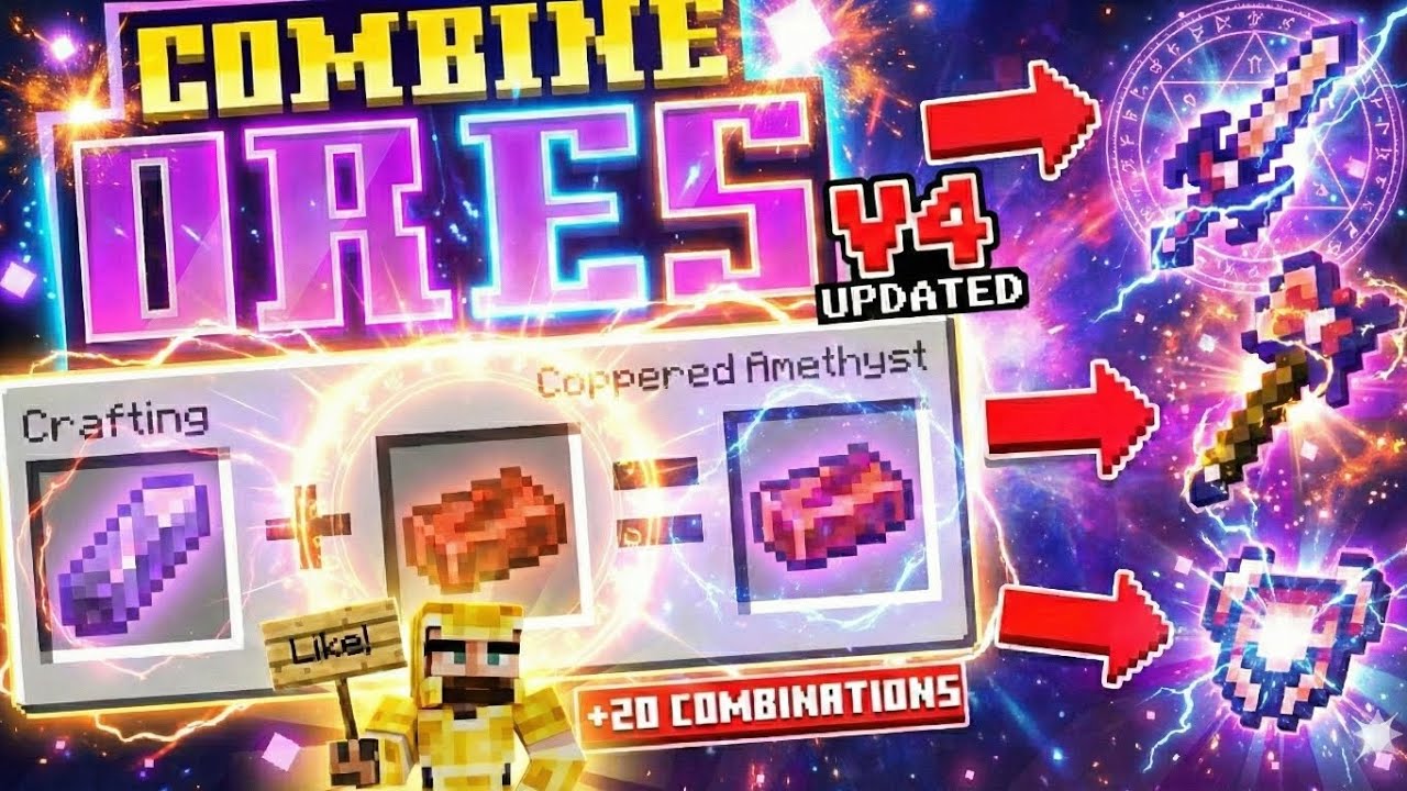 Review COMBINE ORES para Minecraft Bedrock ( Complemento y mod) - YouTube