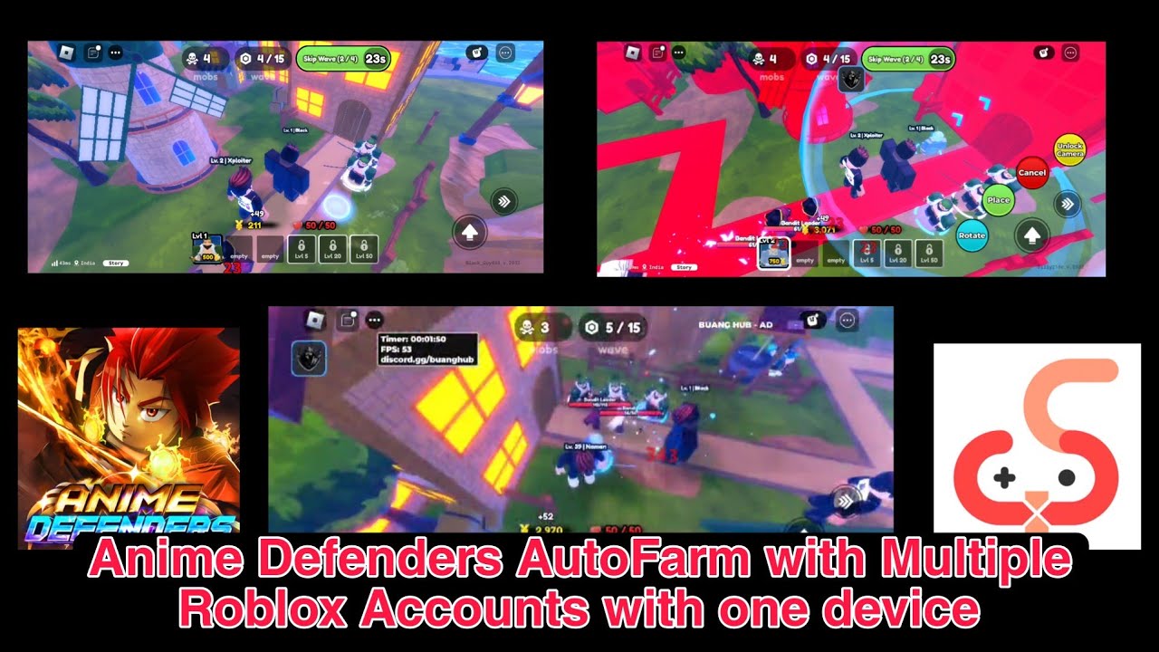 Anime Defenders Best Script | UGPHONE Multiple roblox accounts on 1 ...