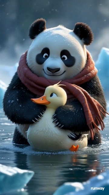 Friendship of duck and panda #duck #panda #aistory #viralvideo - YouTube