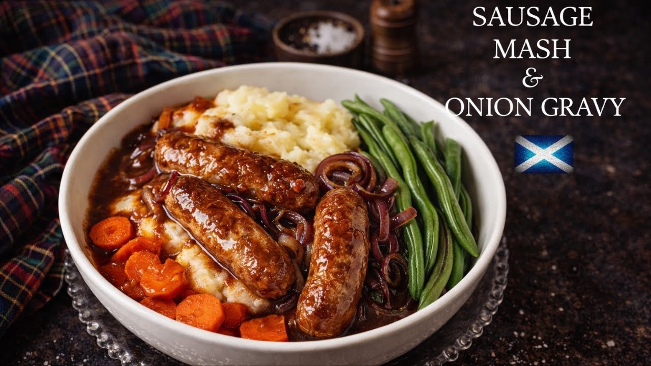 Sausage & Mash With Onion Gravy | Easy Bangers & Mash Recipe | Easy ...