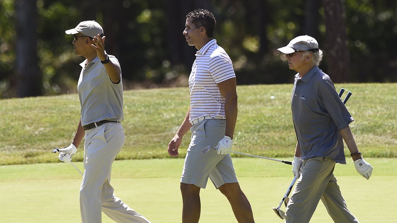 Barack Obama golfs with Larry David at Martha's Vineyard - YouTube