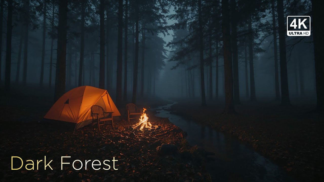 Night Forest Campfire 4K | Relaxing Camping Ambience in the Dark Woods ...