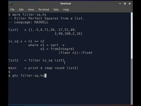 Filter Perfect Squares in Haskell. - YouTube
