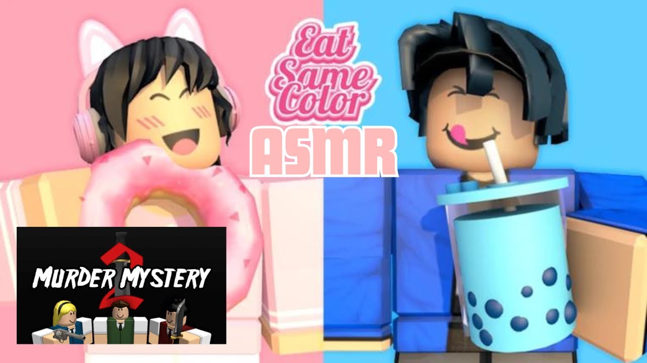 |roblox asmr| EAT SAME COLOR FOOD AND MM2 GAMEPLAY + mouth sounds and ...