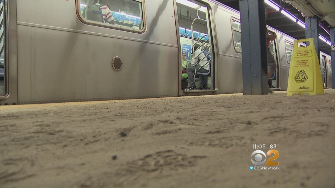 Pile Of Sand Covers Subway Platform In New York - YouTube