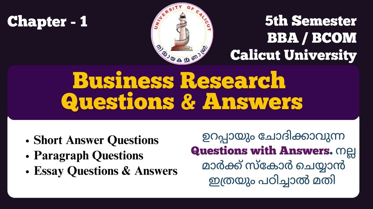 5th Semester BBA/BCOM Exam Prep - Business Research Questions | Calicut University - YouTube