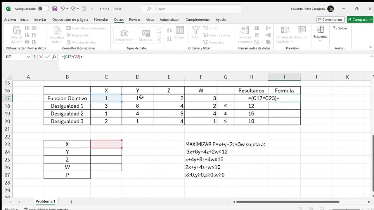 Problema 3 Método Simplex LP EXCEL - YouTube