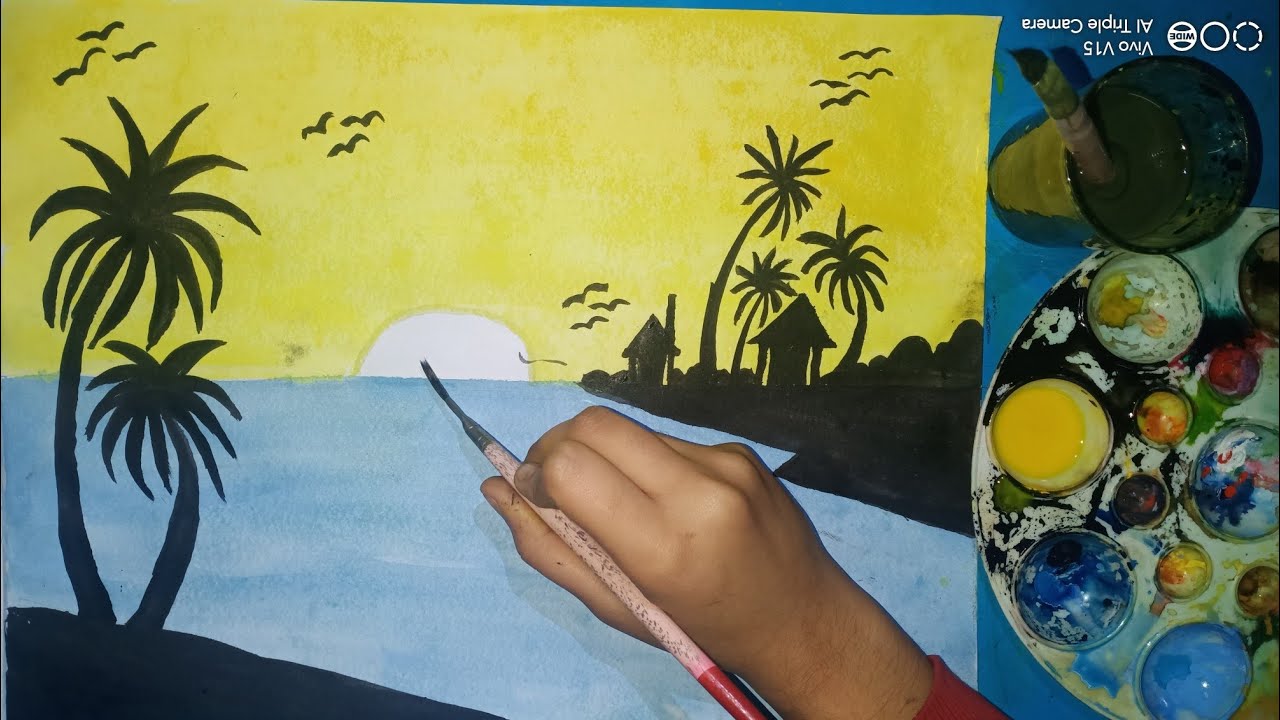 Jolrong drowning, water painting জলরঙে আঁকা সুন্দর একটা ছবি। জলরঙের ...