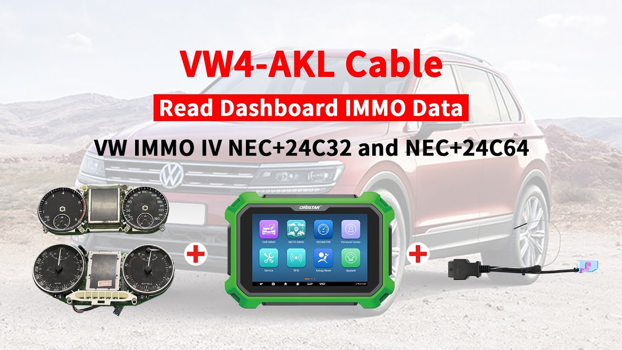 OBDSTAR Read VW IMMO4 NEC24C32 or NEC24C64 AKL IMMO Data via VW4 AKL ...
