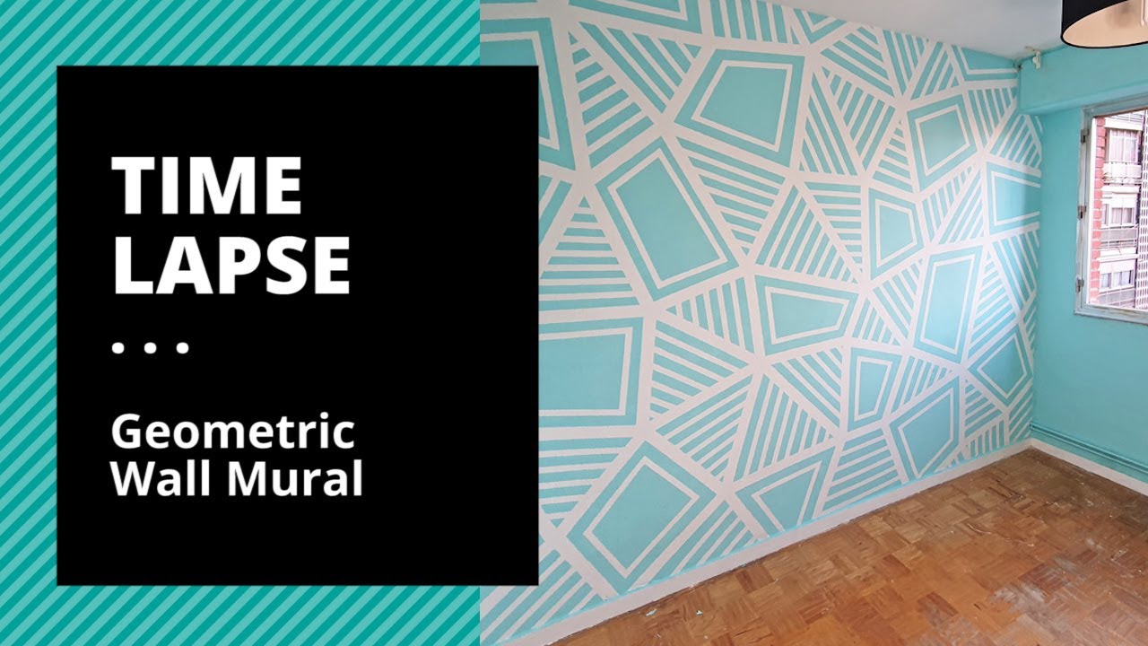How To Paint a Geometric Wall Mural | Home Project DIY Timelapse - YouTube