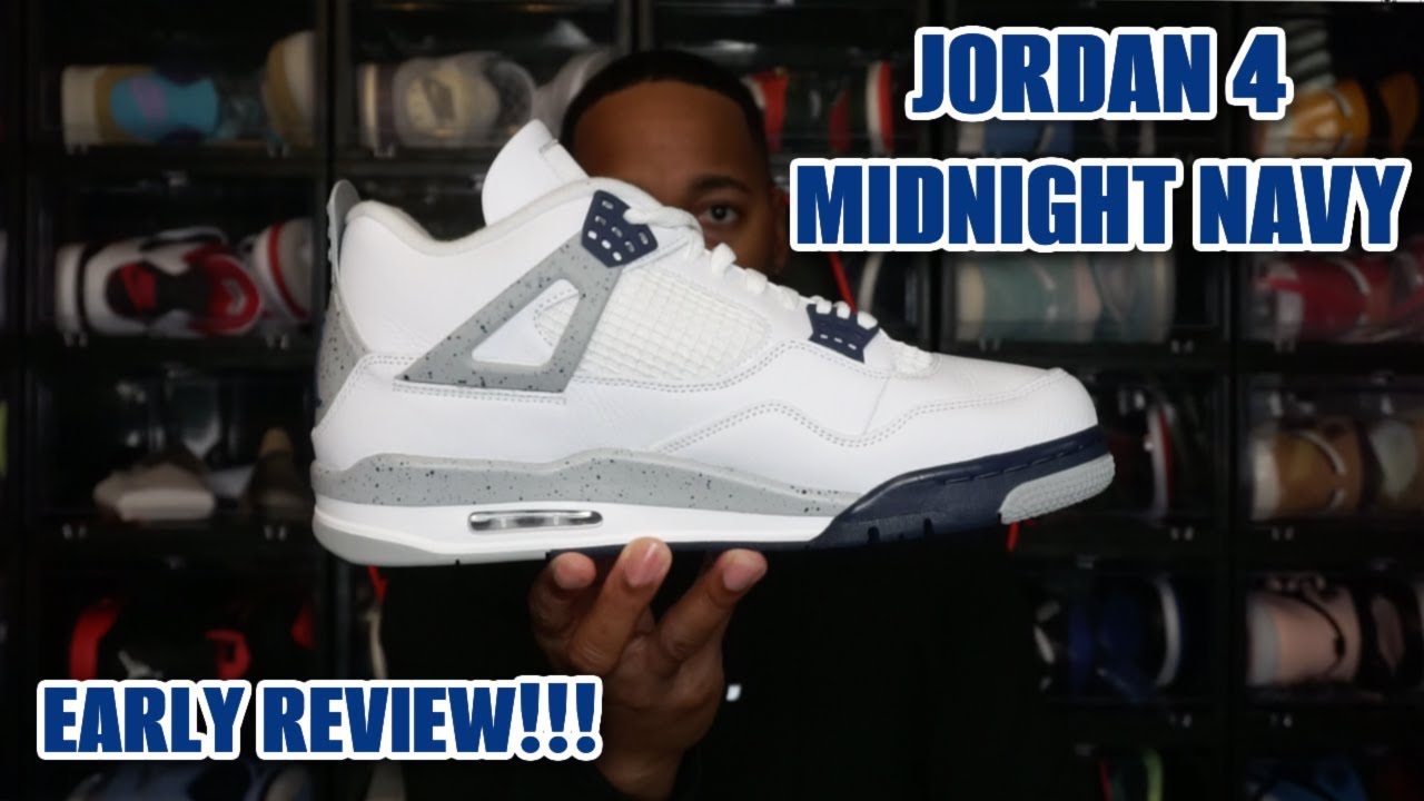 FIRST LOOK: AIR JORDAN 4 MIDNIGHT NAVY EARLY REVIEW - YouTube