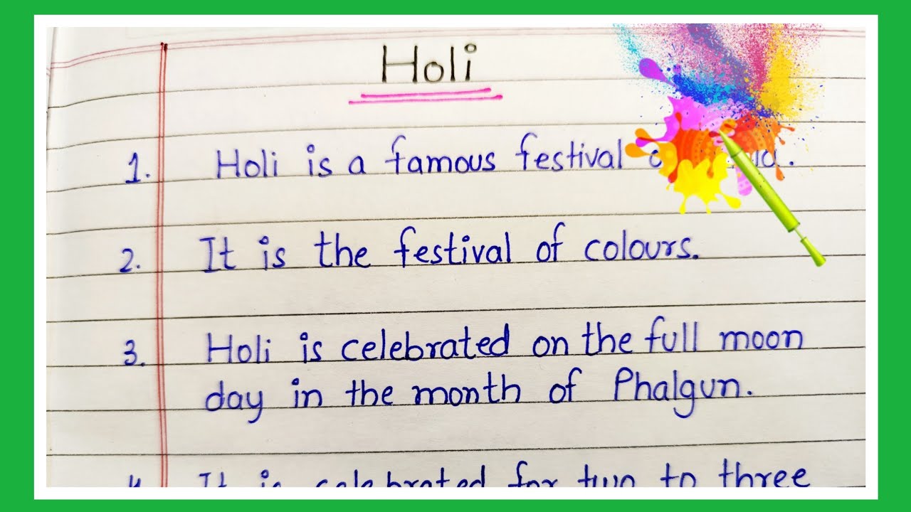 20 Lines On Holi In English | Essay On Holi In English | Holi Essay ...