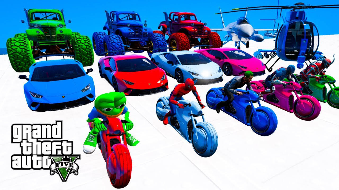 GTA V Epic New Stunt Race For Car Racing Challenge Mega Ramp Boats ...