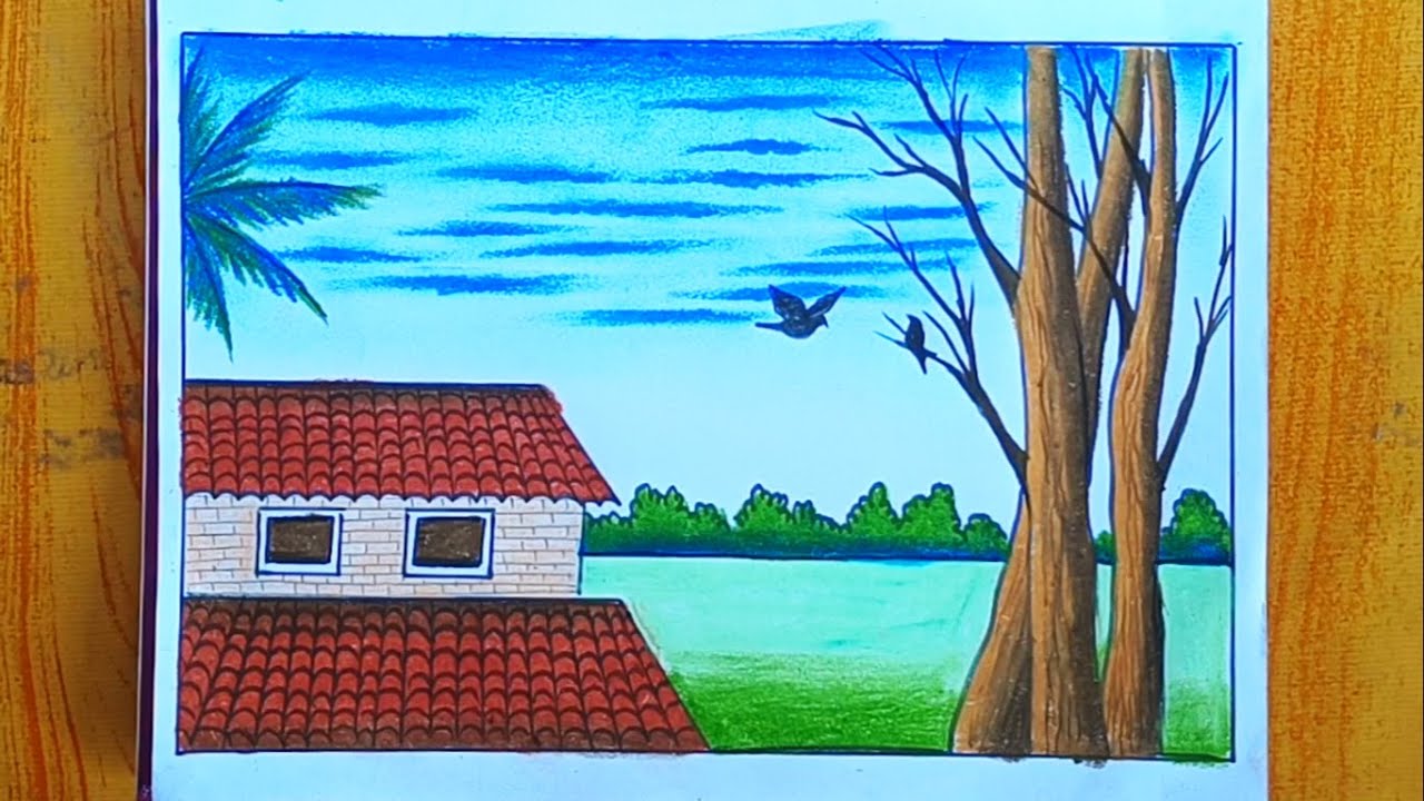 Nature Scenery drawing / easy drawing for beginner's - step by step ...