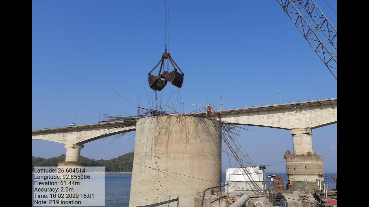 Soil Grabbing | Gammon India | well foundation | Bridge construction ...