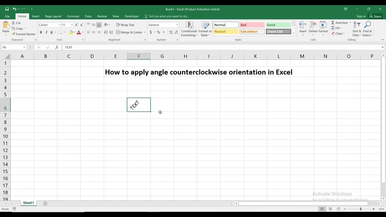How to apply angle counterclockwise orientation in Excel - YouTube
