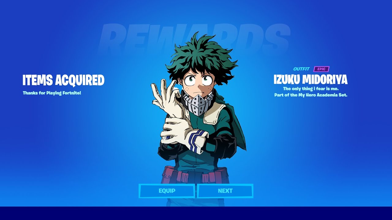 How To Get Izuku Midoriya Deku Skin For Free In Fortnite My Hero Academia Fortnite Youtube