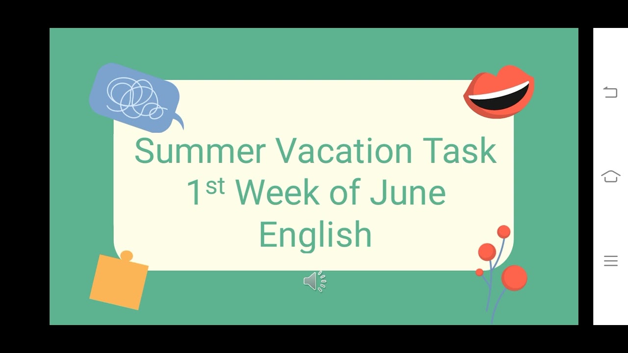Summer Vacation Task (june) Grade one. English - YouTube