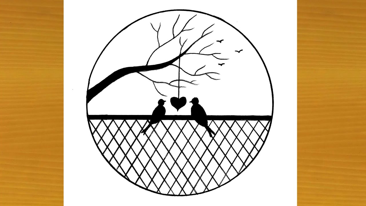 Pencil drawing in circle step by step || Easy scenery drawing || Circle ...