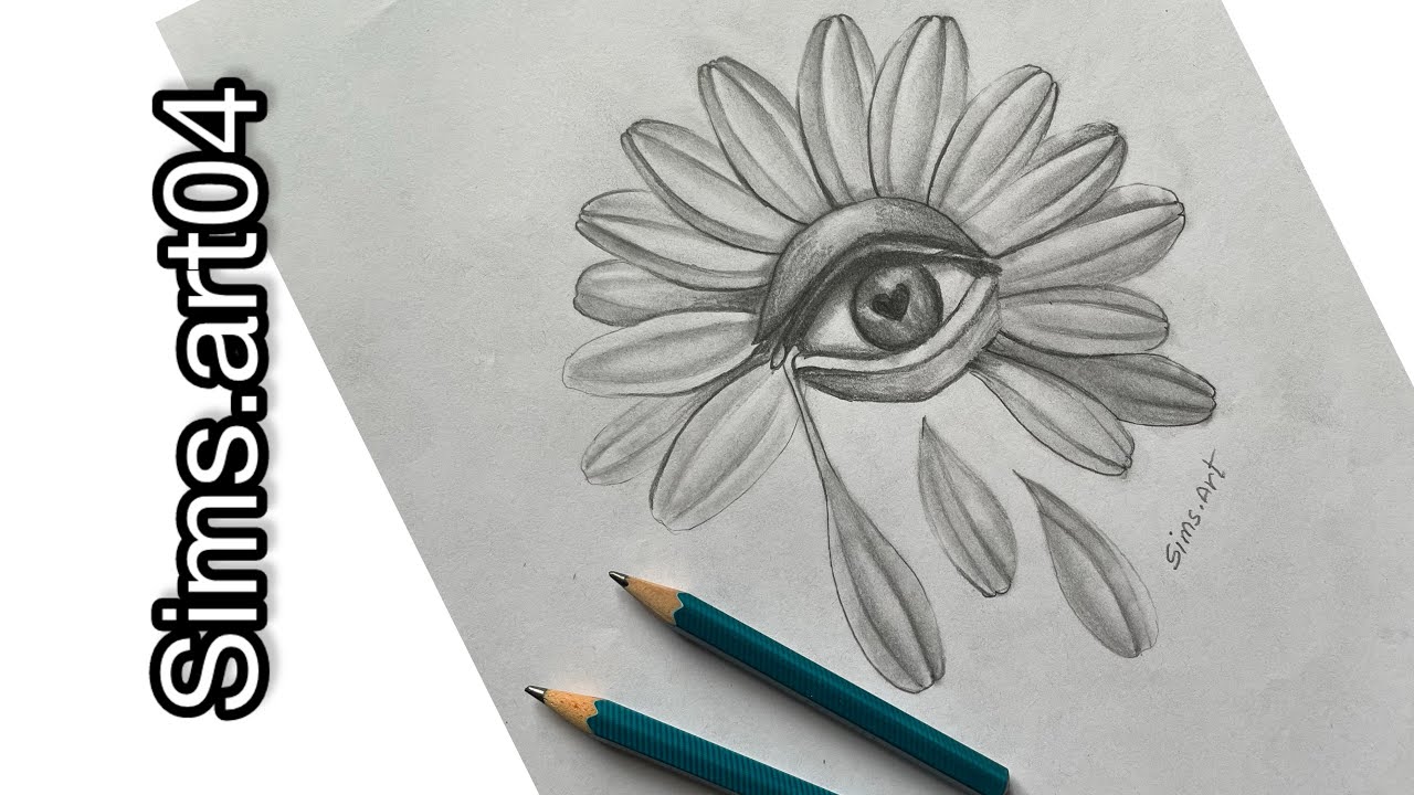 How to draw eye with flower step by step || Creative drawing videos ...