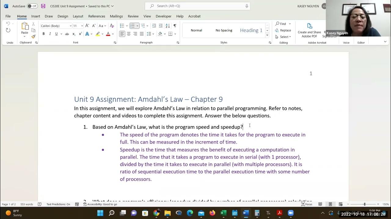 CIS30E Unit 9 Lecture: Amdahl's Law - YouTube