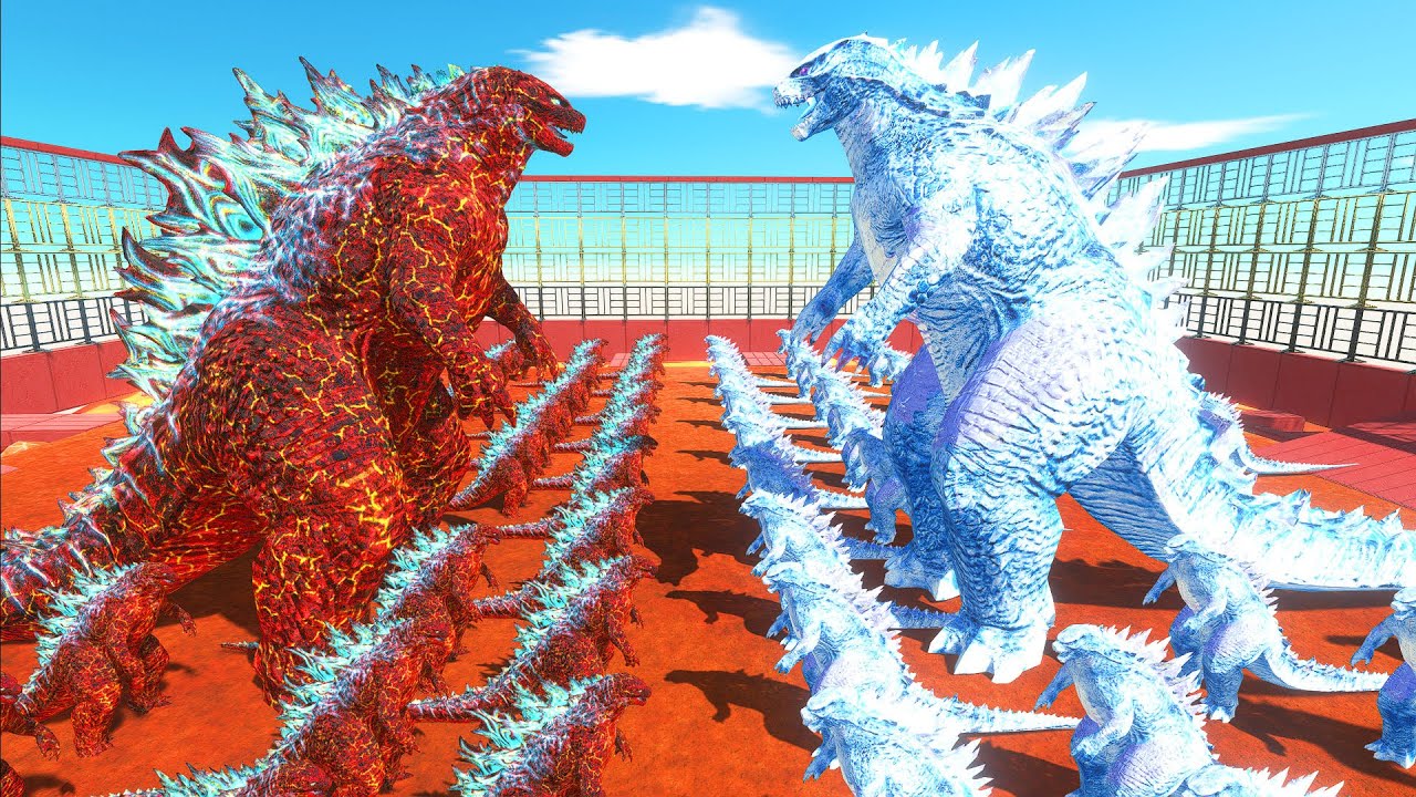 Godzilla War in Lava Cage - LAVA KING 2021 vs ICE KING 2014 - Size ...