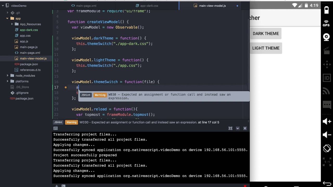 Theme Switching in NativeScript - YouTube
