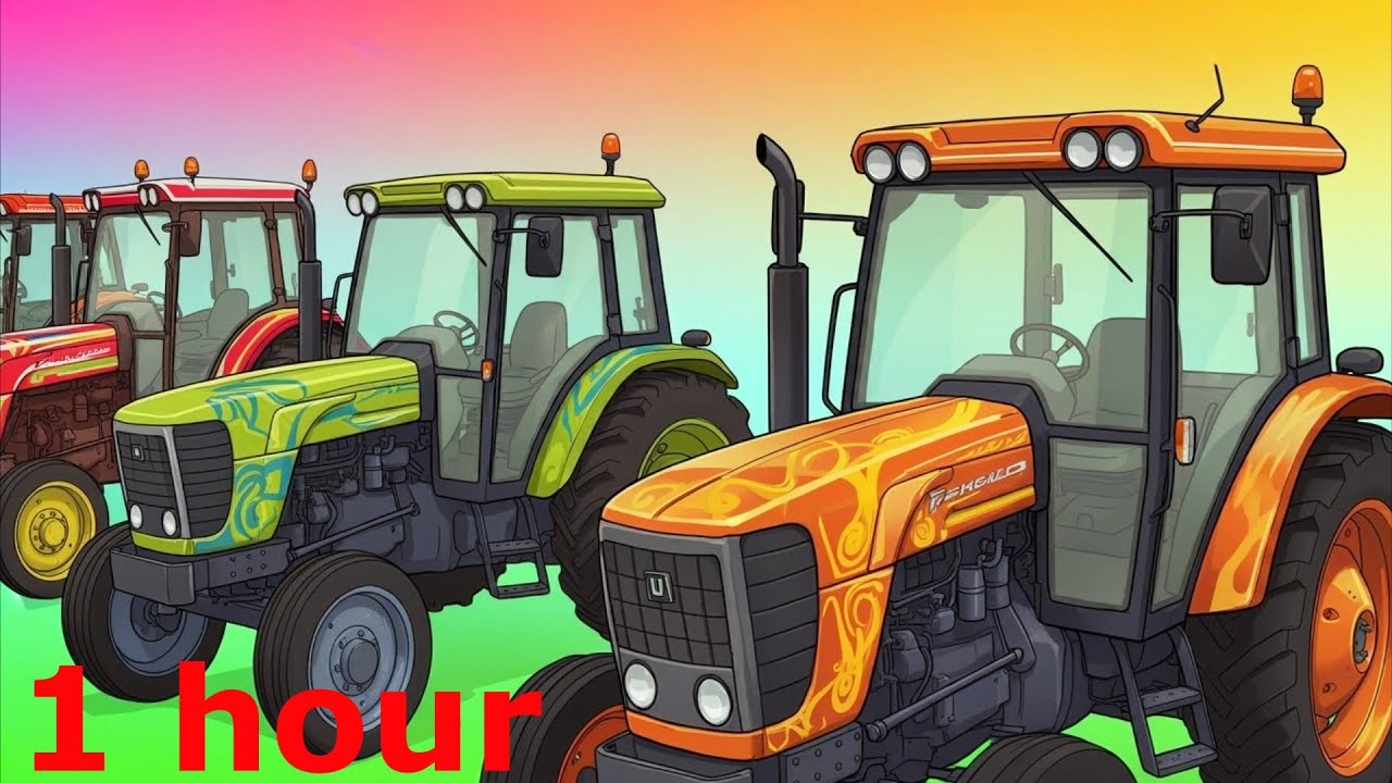 Tractors with Unique Paint jobs in a Farm - Learn Colors with Super ...