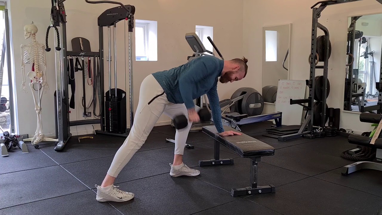 Split Stance Bench Supported DB Row - YouTube