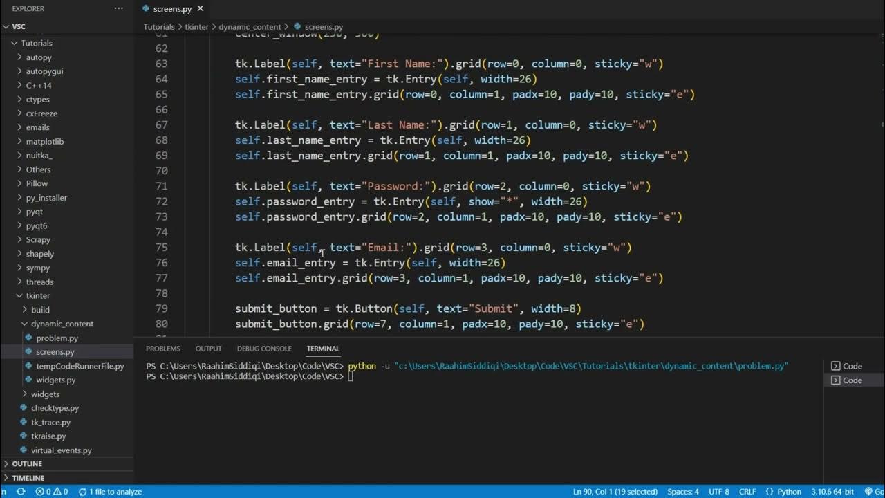 Tkinter Dynamic Screens Youtube