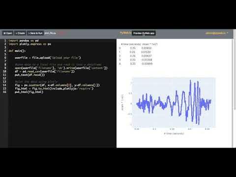 PyWeb demo - Uploading a file, load file into a dataframe, plat the ...