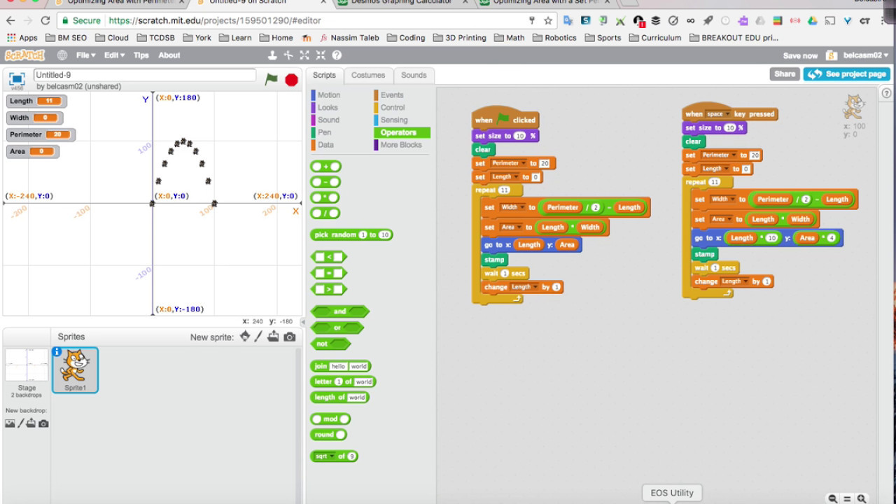 Optimizing Maximizing Area in Scratch with Graphs - YouTube