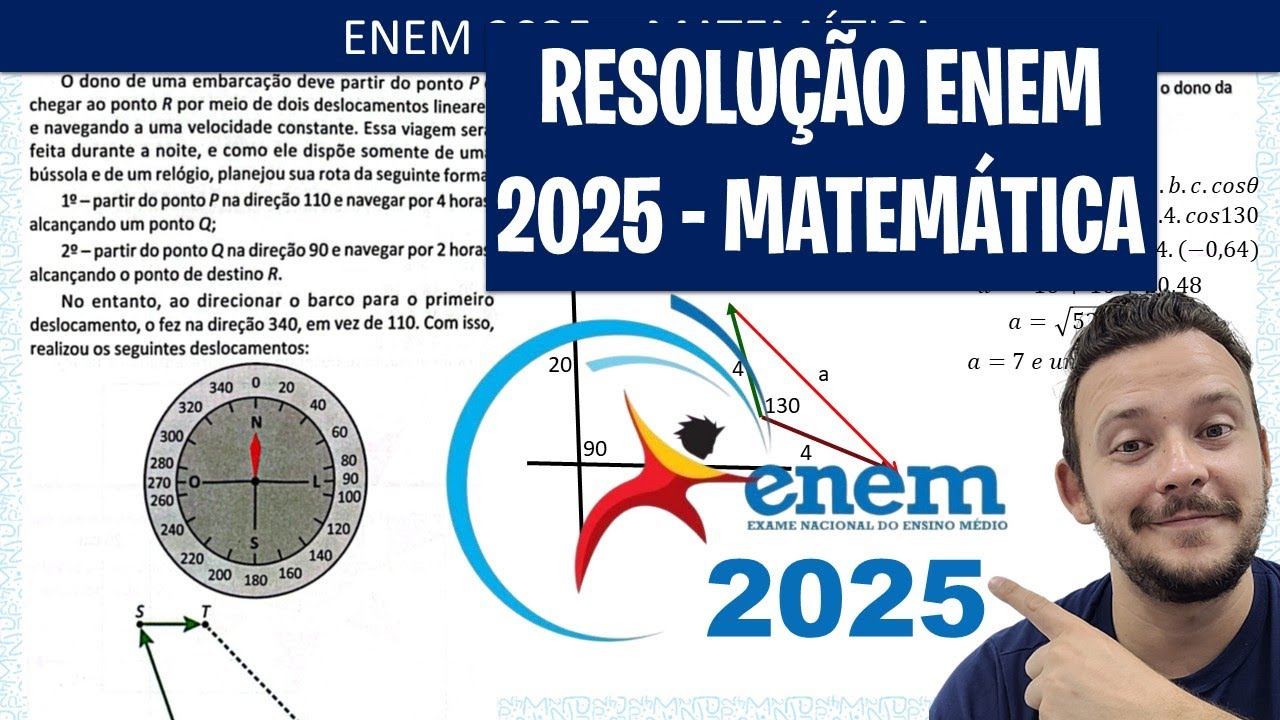 ENEM 2025 MATEMÁTICA - O dono de uma embarcação deve partir do ponto P ...