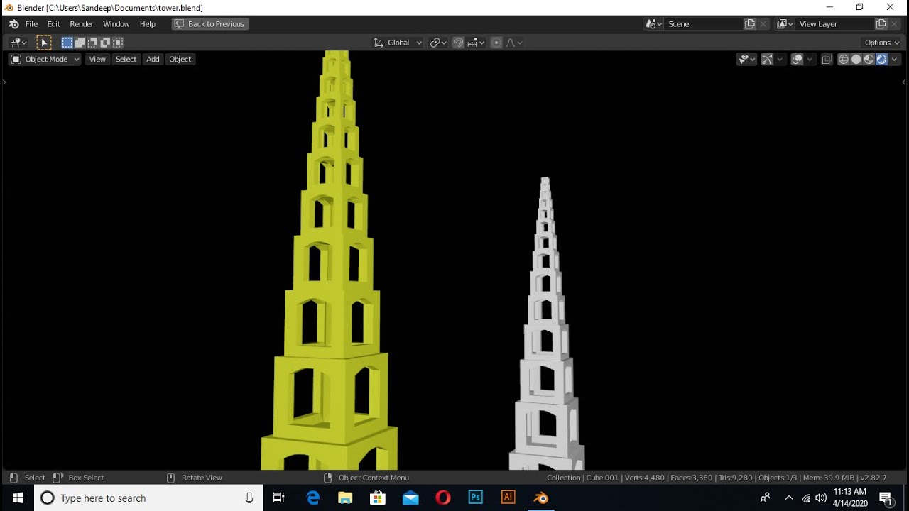blender 2.82- How to make low poly tower in blender - YouTube