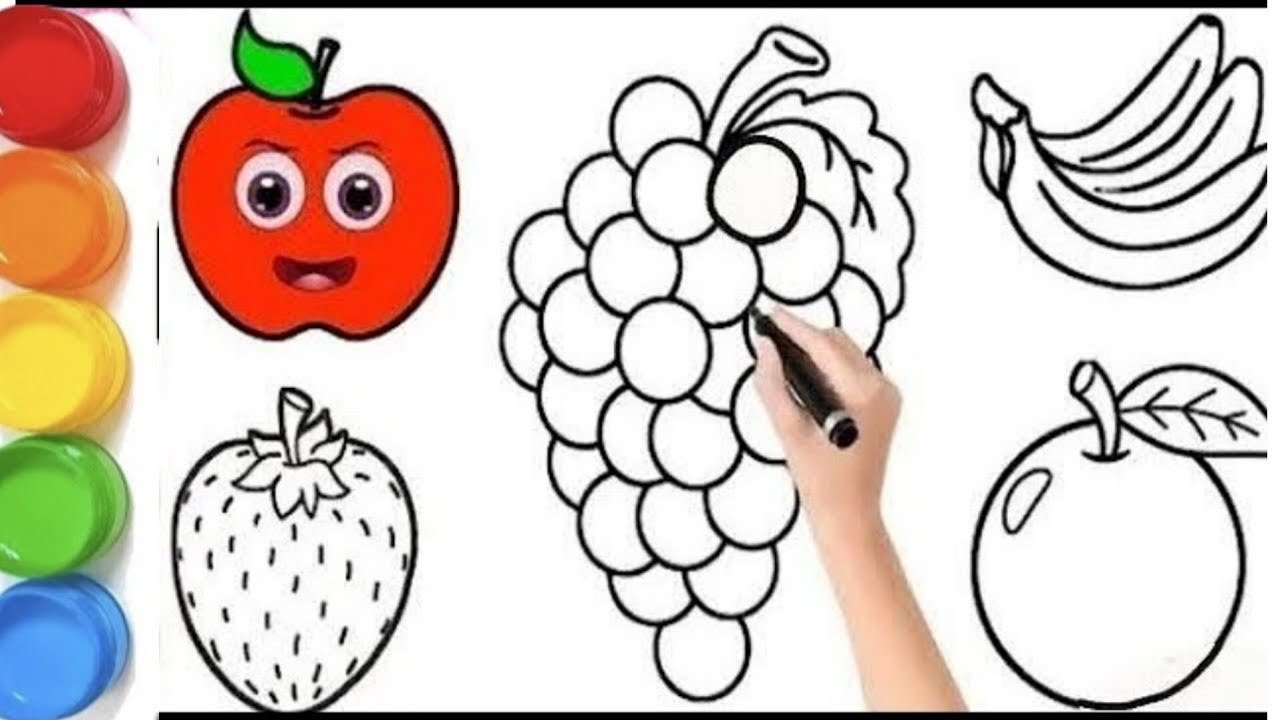How to Draw Fruits l Fruits Drawing , Painting 🖌️ and Colouring for ...