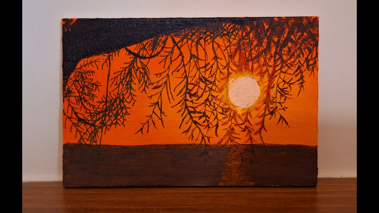 easy sunset painting tutorial (step by step). - YouTube