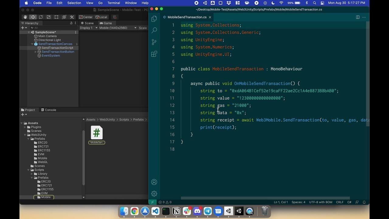 01 Sending Transaction in Unity using Metamask Mobile | Trust Wallet ChainSafe Gaming SDK - YouTube